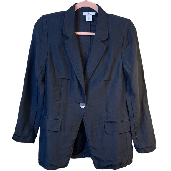 H by Halston | Jackets & Coats | H By Halston Blazer Navy Blue Linen ...